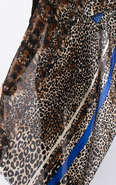 Animal Print Scarf | Blue Border – Scarf Room : Scarves And Pashminas
