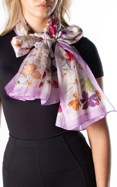 Black & White Floral Polka Dot Silk Scarf | Silk Scarf Collection ...