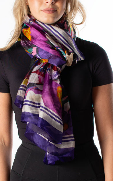 Black & White Floral Polka Dot Silk Scarf | Silk Scarf Collection ...
