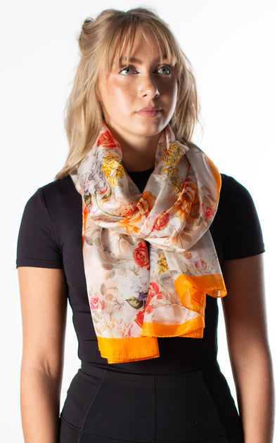 Black & White Floral Polka Dot Silk Scarf | Silk Scarf Collection ...