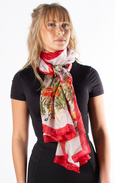 Black & White Floral Polka Dot Silk Scarf | Silk Scarf Collection ...